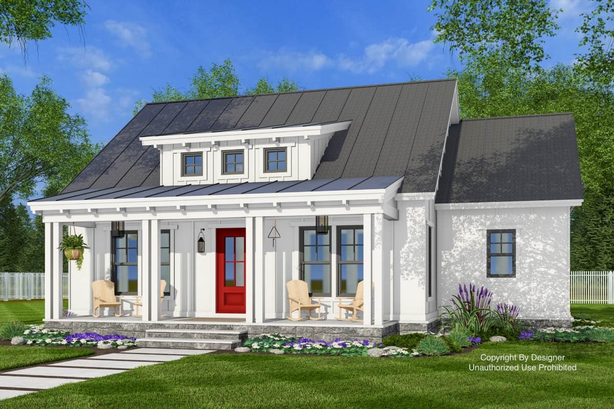 Plan 140041RK: 2-Bedroom Cottage House Plan with Spacious Porches
