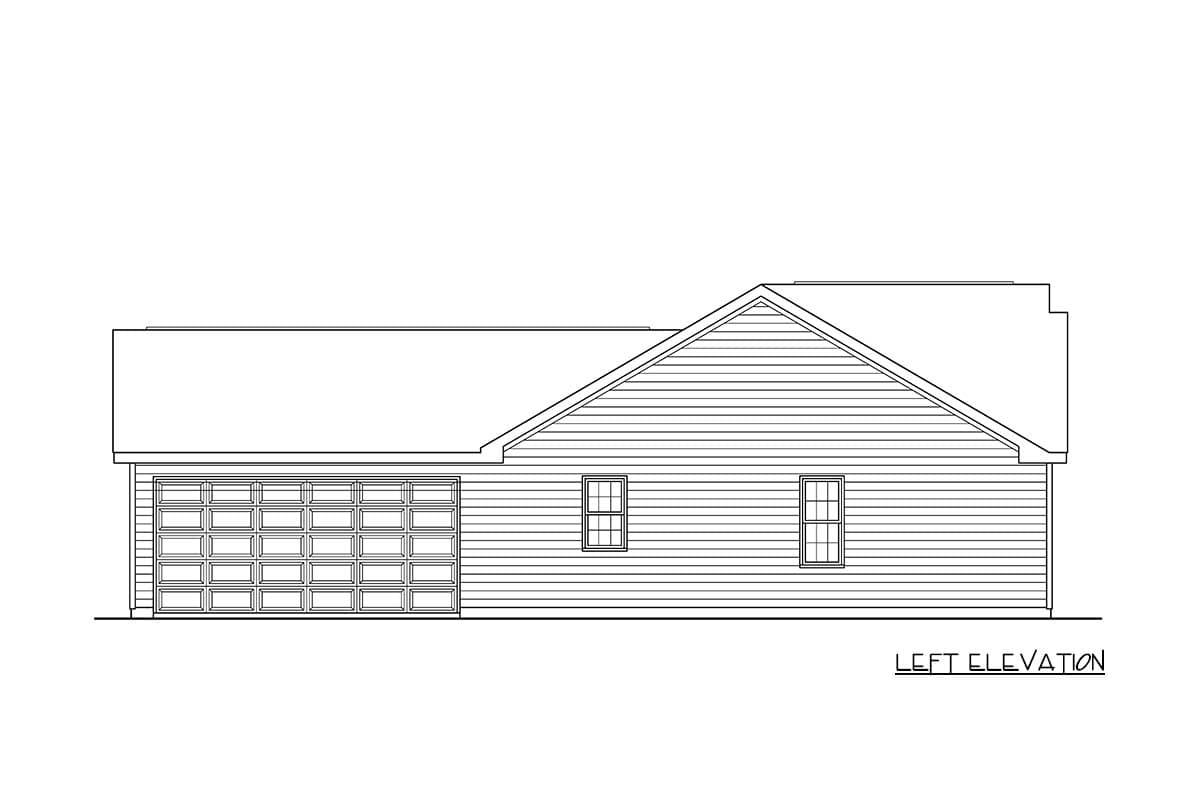 Plan 25916GE: 3-Bedroom Modern Ranch Plan with Side Garage and Open Layout