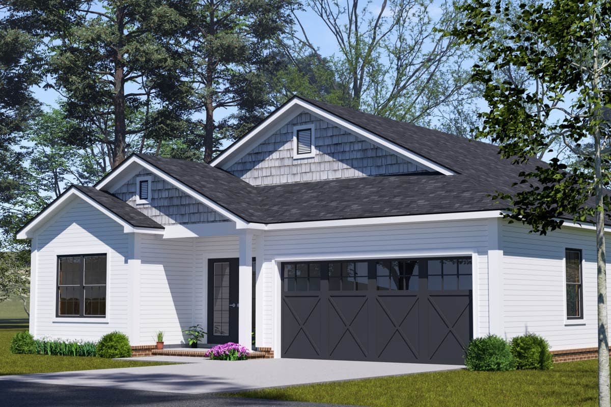 Plan 52449WM: 3-Bedroom Traditional Cottage Plan with Front-Facing Garage