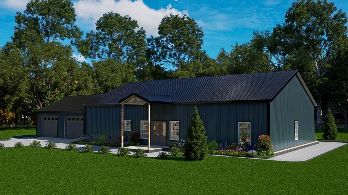 Plan 530148KTE: Modern Barndominium Ranch Plan with Game Room and Split ...