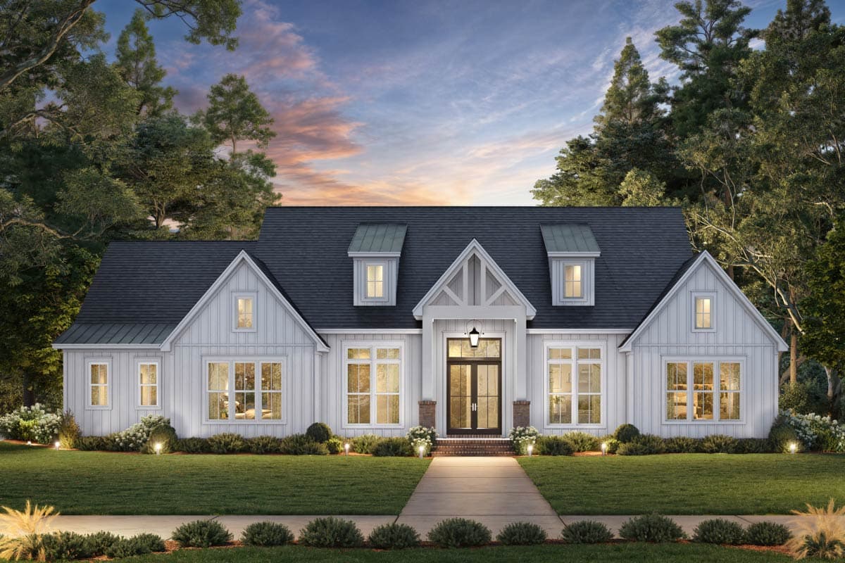 Plan 52017HZ: Southern Modern Farmhouse House Plan with 3 Beds, 3-Car ...