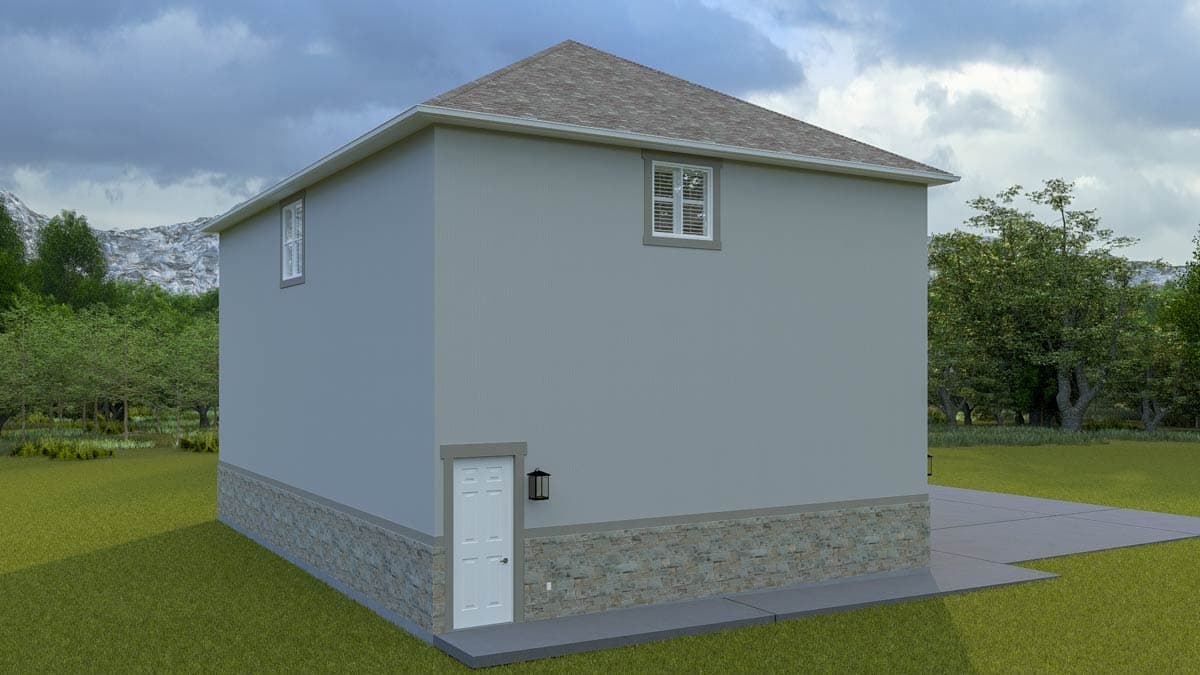 Plan 61669UT: Traditional Stucco Home and Garage Plan with 3-Car Bay