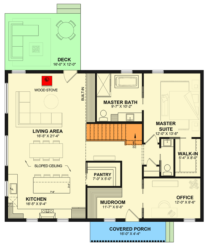 Plan 22731DR: Sleek 1-Bedroom Contemporary House Plan with Home Office ...