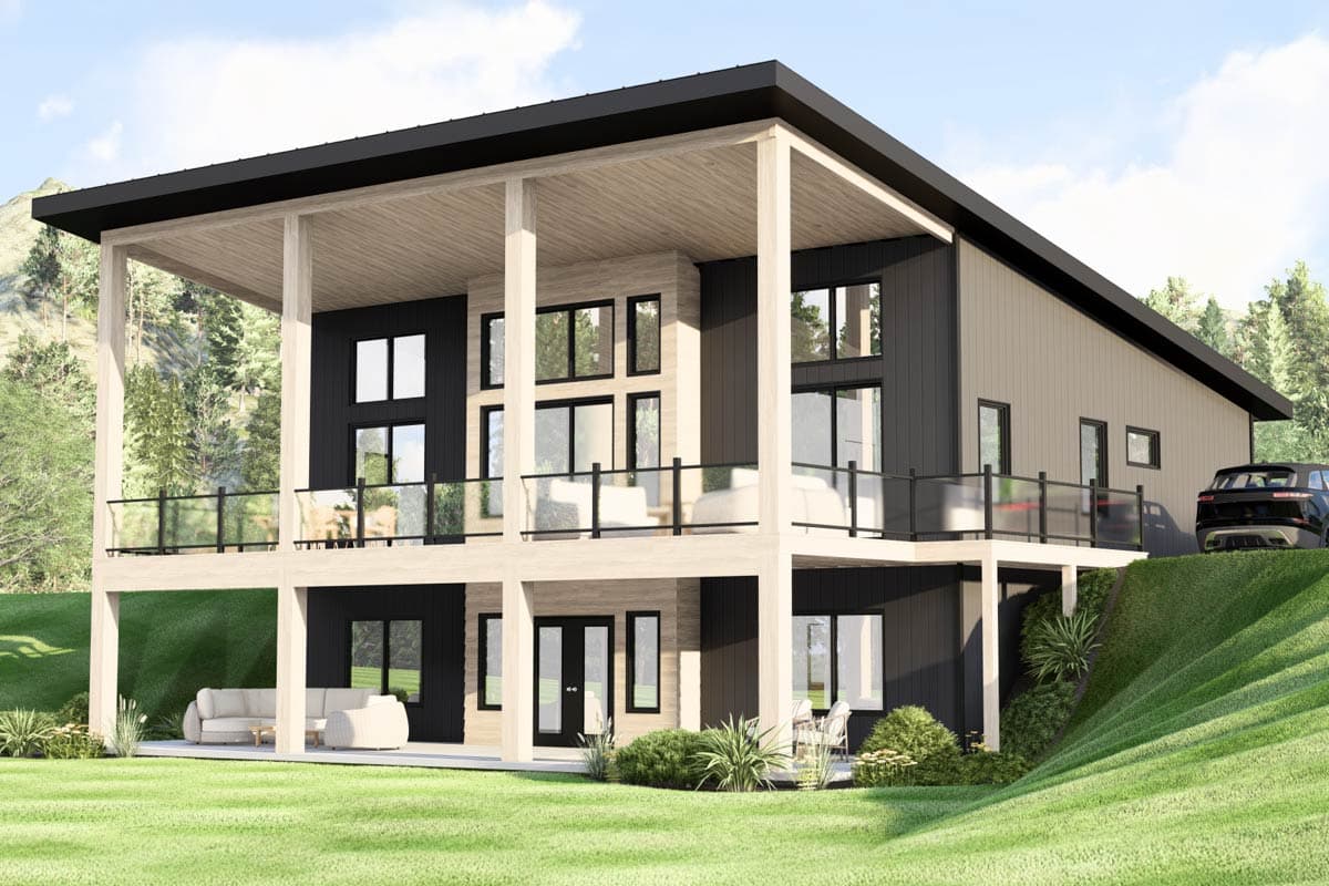 Plan 135395GRA: Modern Mountain Walkout House Plan with Grand Two-Story ...