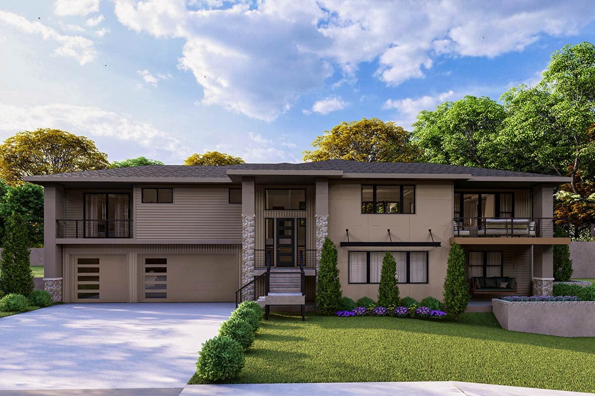 Plan 720167DA: Striking Contemporary Split-Level House Plan with ...