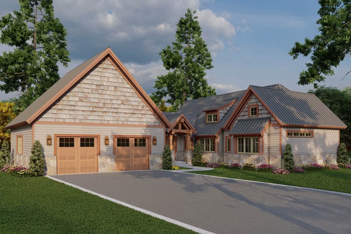 Plan 70934MK: Inviting Craftsman Mountain Ranch House Plan with 1-Bed ...