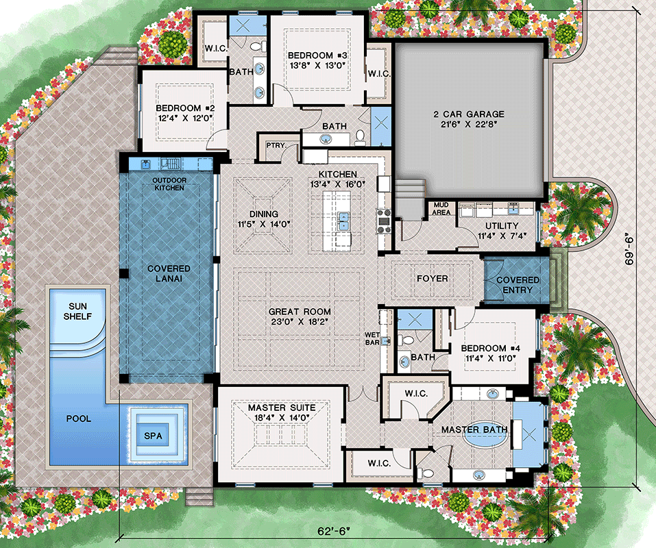Plan 660029JMD: Luxurious Coastal Florida House Plan with 4 Beds, Spa ...