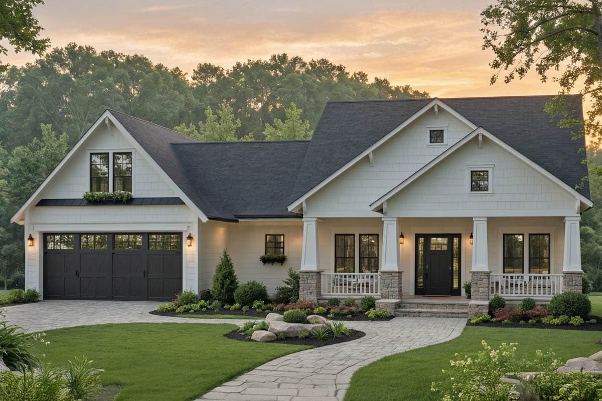 Plan 51349MM: Charming Modern Farmhouse House Plan with Split Bedrooms