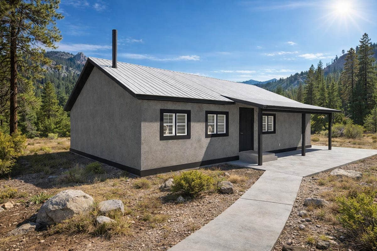Plan 61708UT: Two-Bedroom Rustic Cabin House Plan with Flexible Study ...