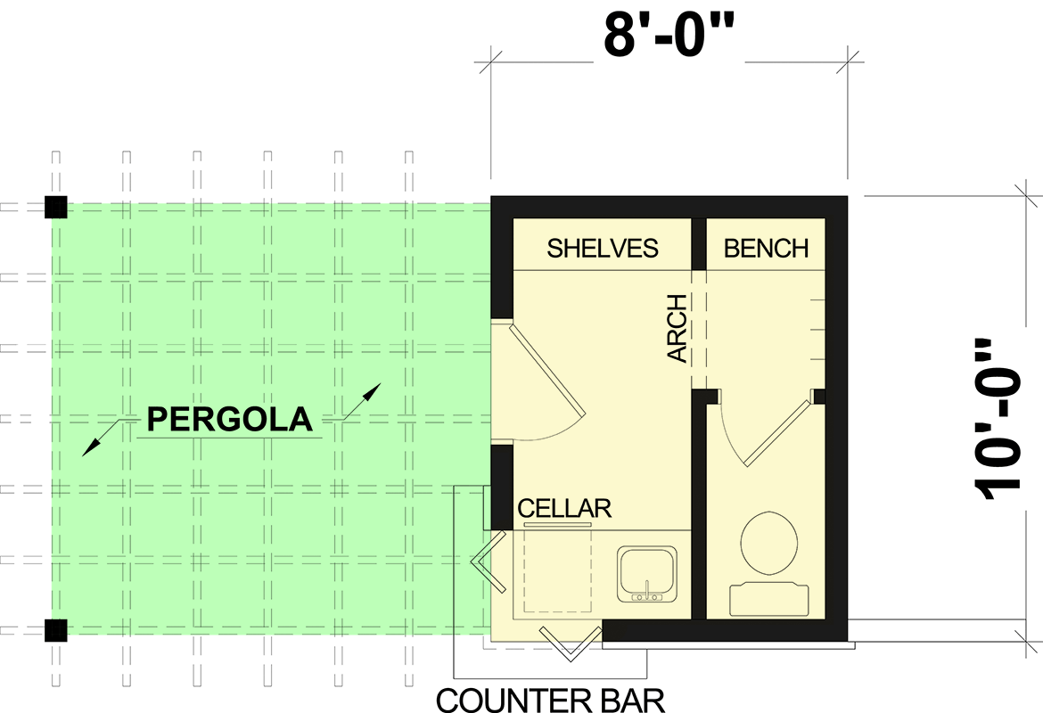 Plan 22749DR: Charming 80 Sq Ft Pool House Plan with Outdoor Bar