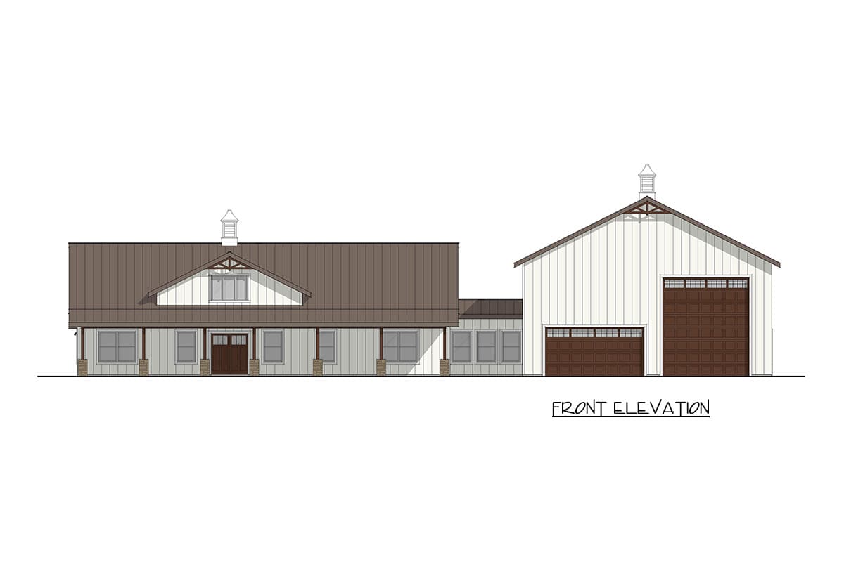 Plan 405164FDC: Barndominium House Plan with 3 Bedrooms and Attached ...