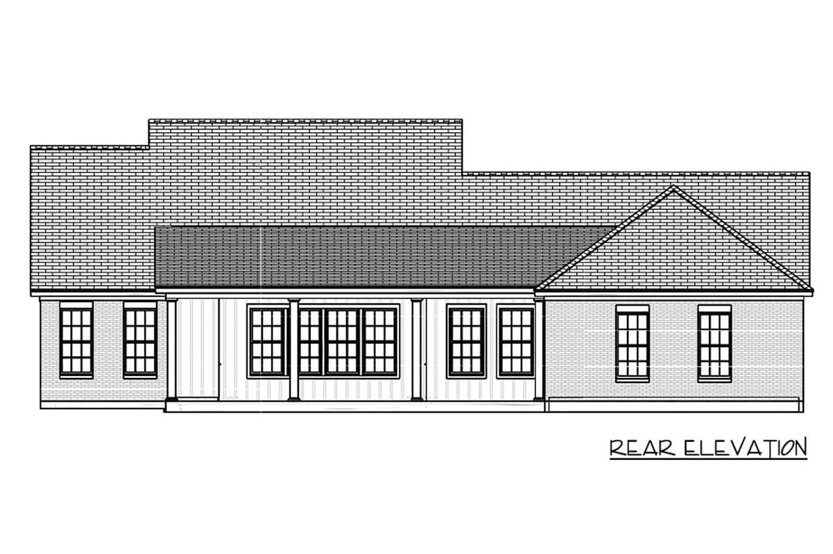 Plan 54074LK: Three-Bedroom Southern Farmhouse House Plan with Split Layout
