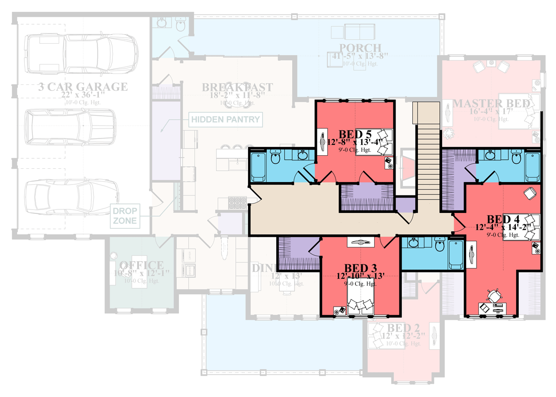 Plan 86421HH: Spacious New American House Plan with Five Bedrooms and ...