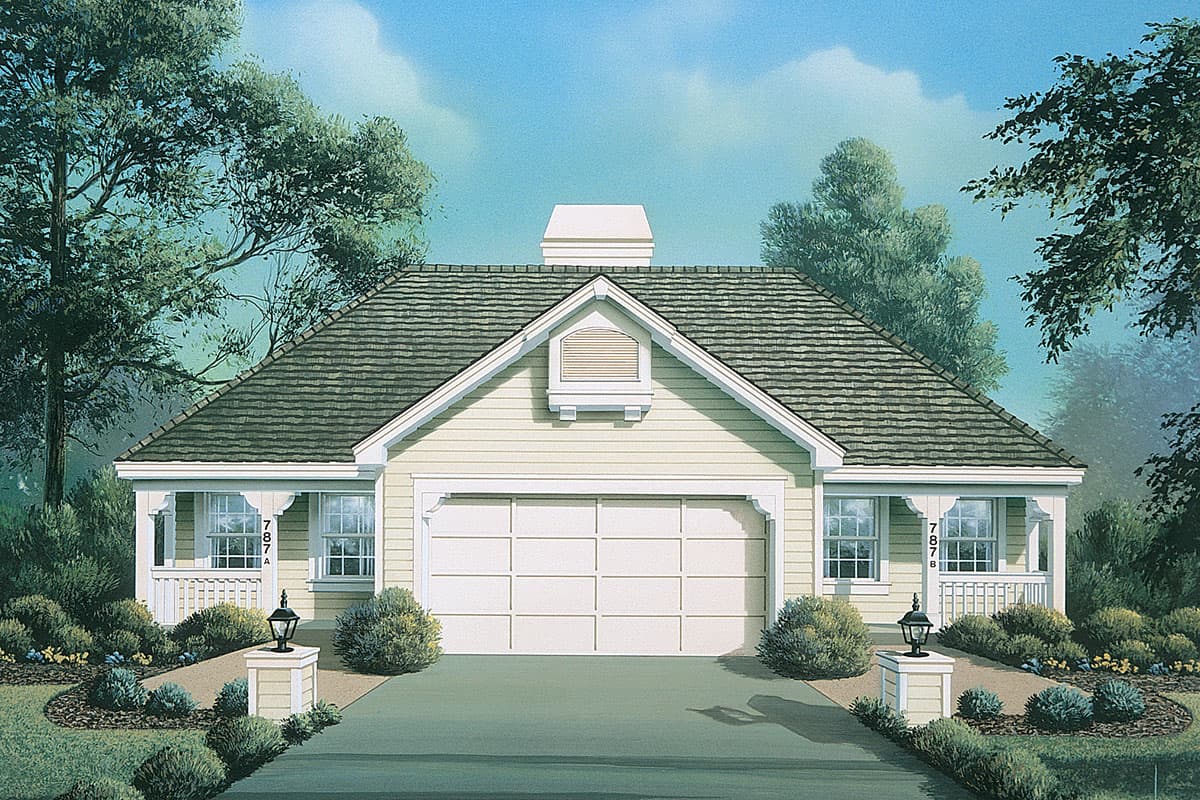 Plan 57089HA: Double Cottage Multi-Family Home Plan with Breezew
