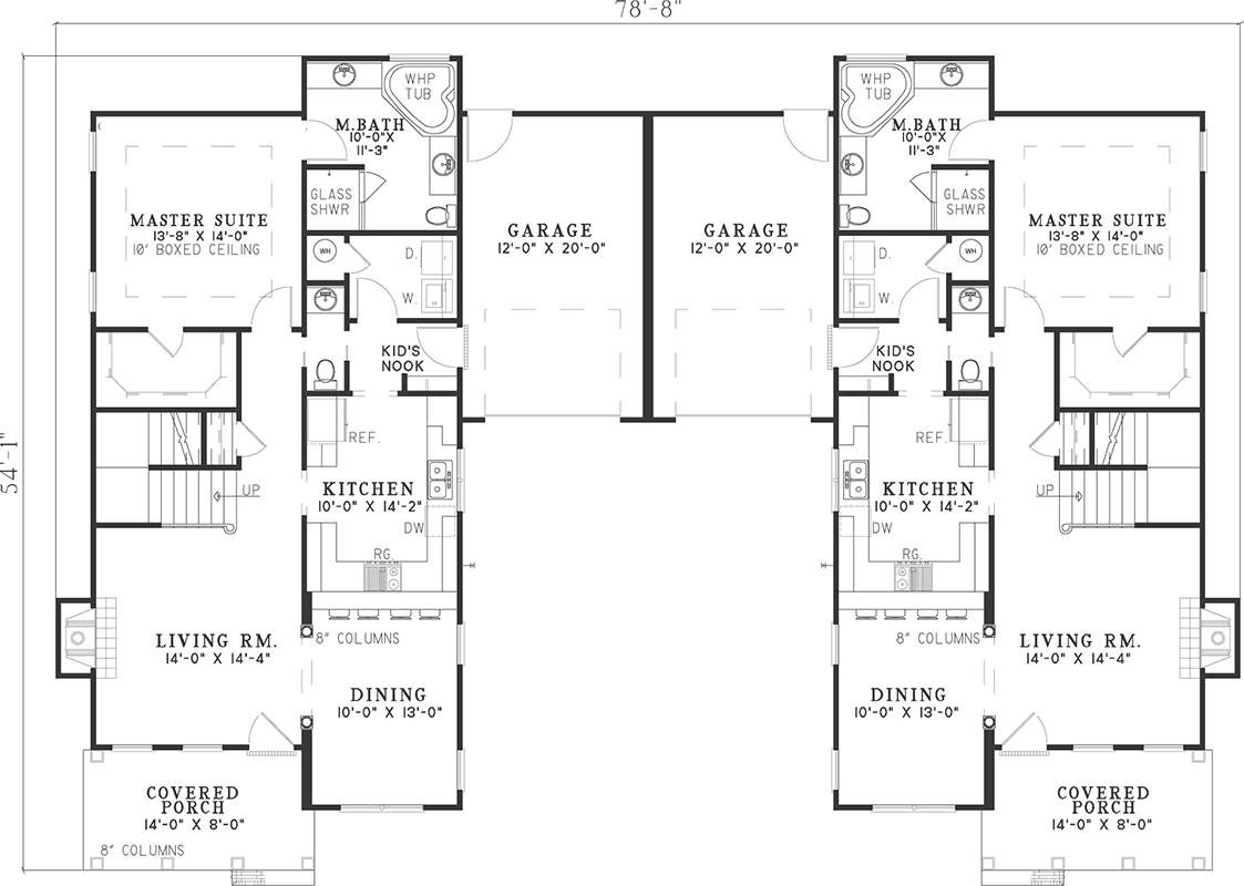 Plan 59787ND: Stylish Flanking Home Plans