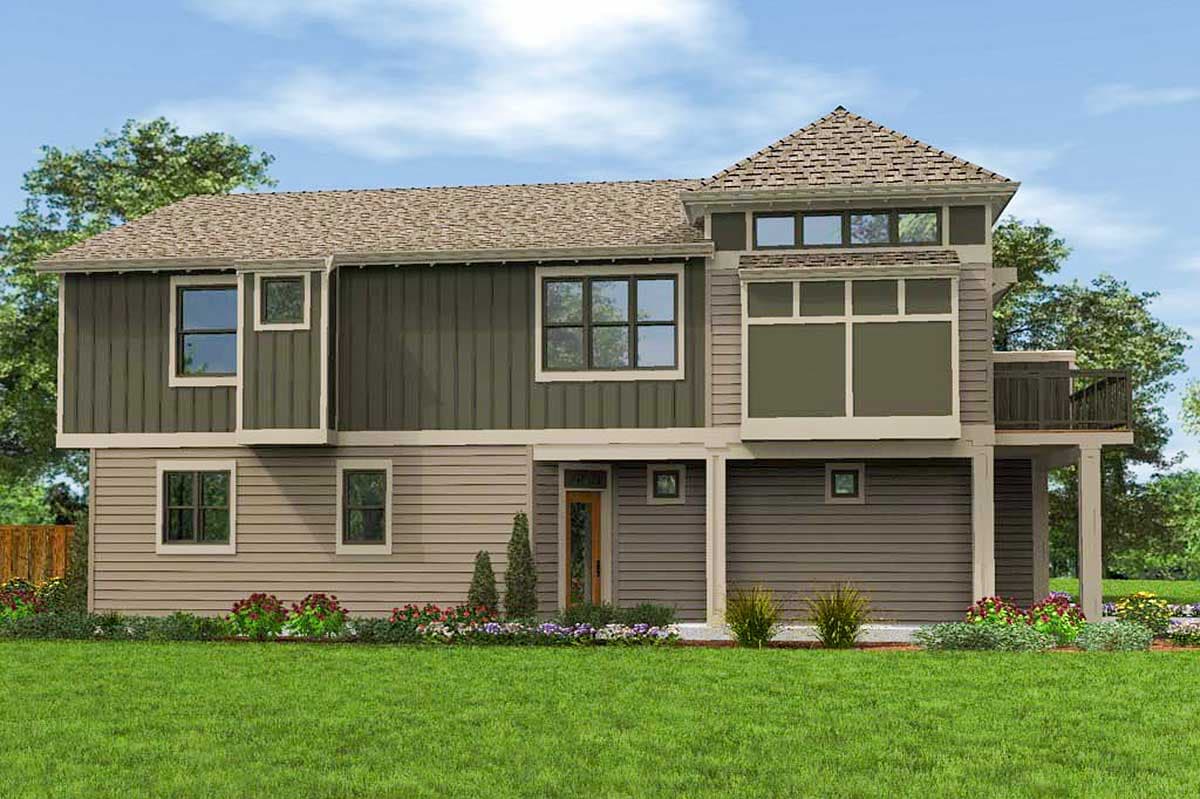 Plan 69550AM: Duplex Home Plan With Upper Floor Deck