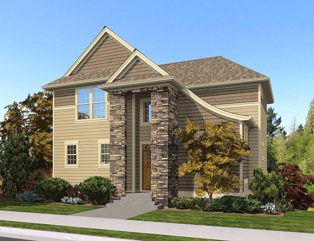 Plan 69552AM: Sloping Lot and an Alley Garage