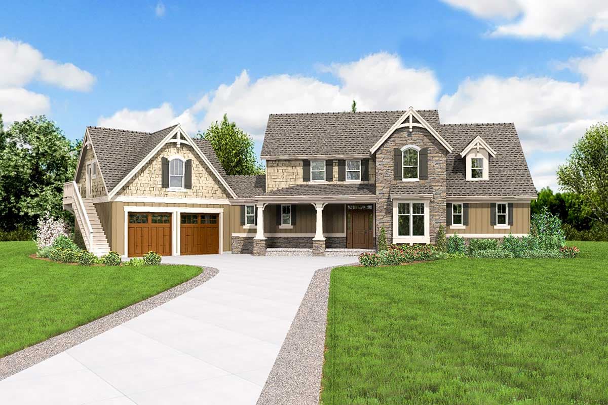 Plan 69610AM: Traditional Home with Detached Apartment Studio