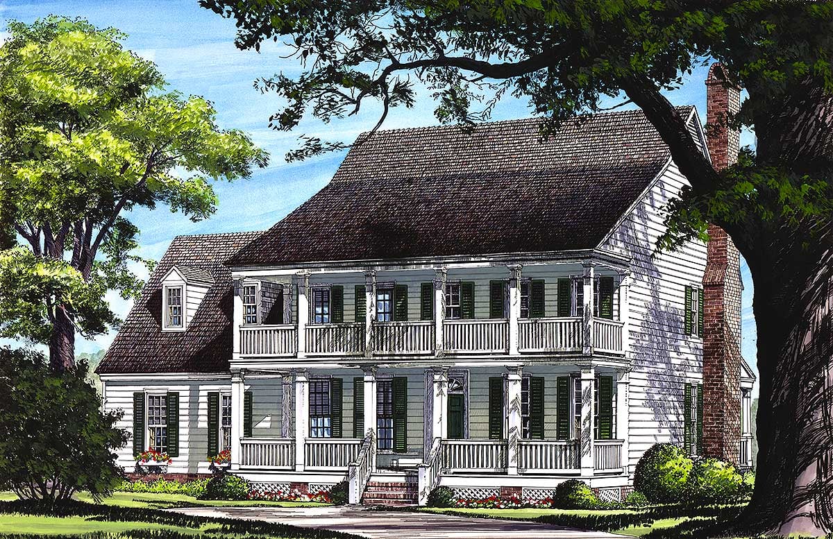 Home Plan with Four (or Three) Porches - 32449WP | Architectural ...