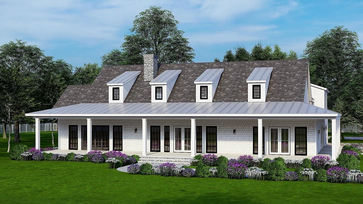 Modern Farmhouse Plan with Porch Wrapping Two Sides - 3152 Sq Ft ...