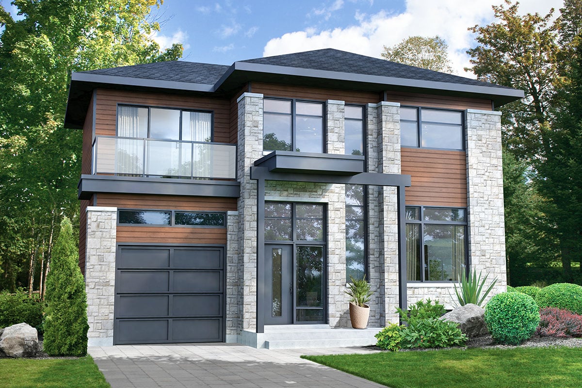 4-Bed Contemporary House Plan with Second-Level Bedrooms - 80958PM ...