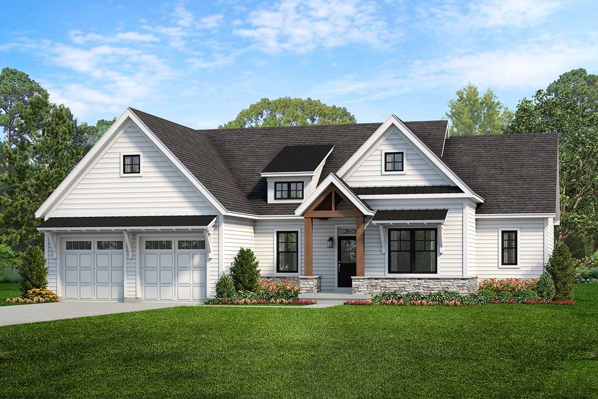 Exclusive 3-Bed New American House Plan with Open Floor Plan ...