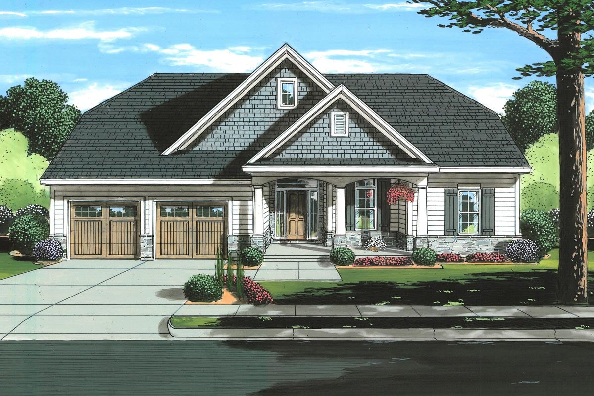 One-story Home Plan with Flex Bedrooms or Studies - 39311ST ...