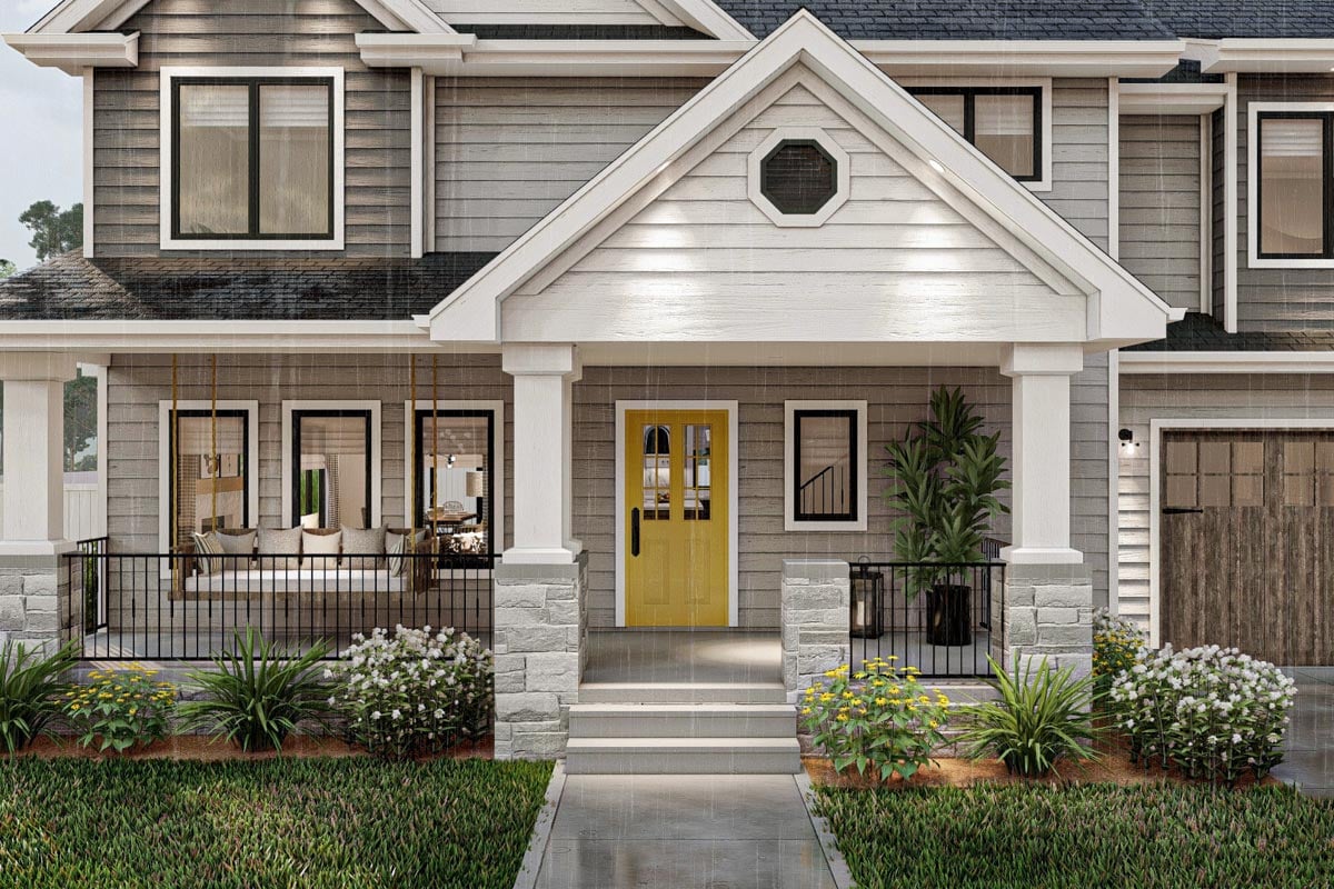 2202 Square Foot Contemporary Traditional-style House Plan with 4 ...