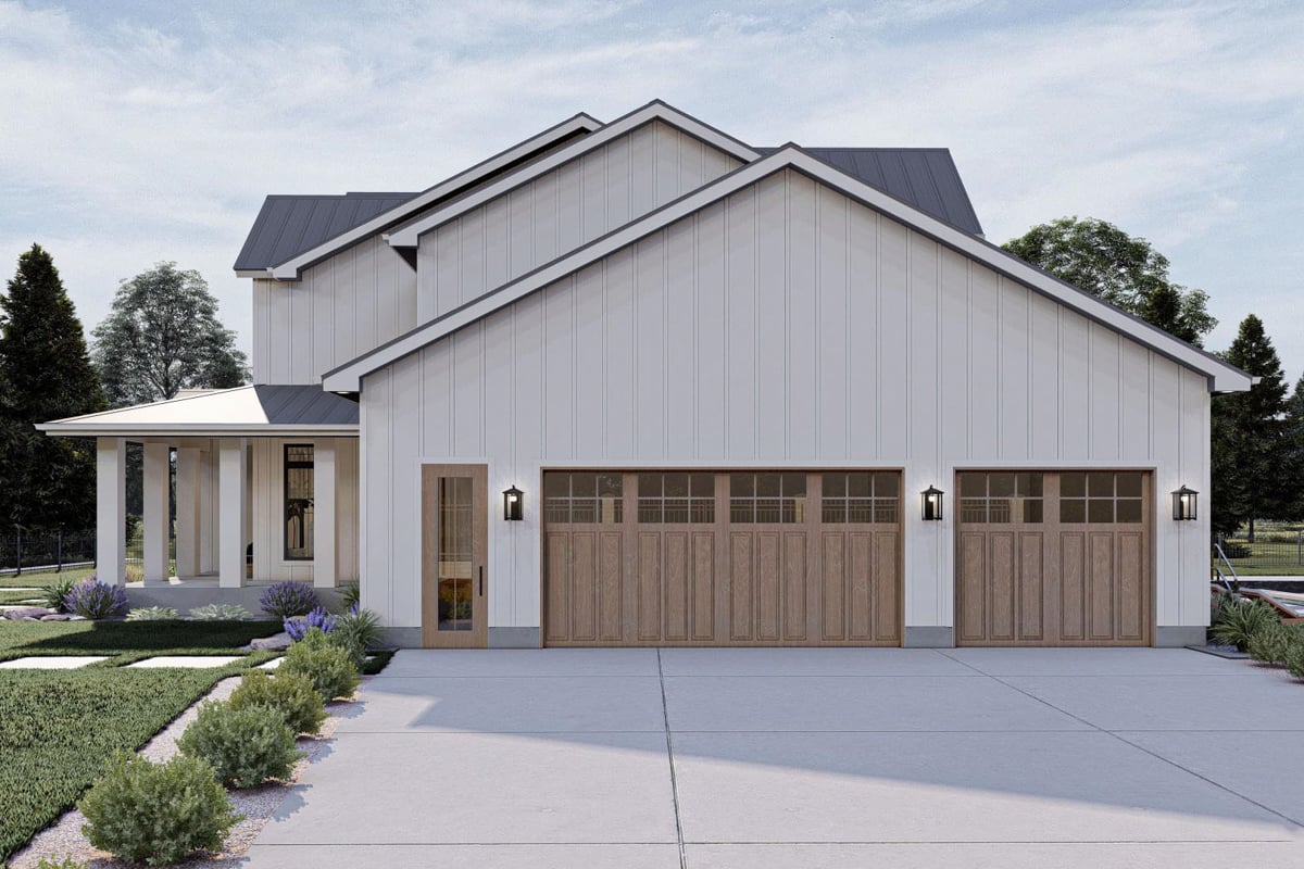 3-Gabled 3000 Square Foot 4-Bed Transitional Farmhouse Plan - 623151DJ ...