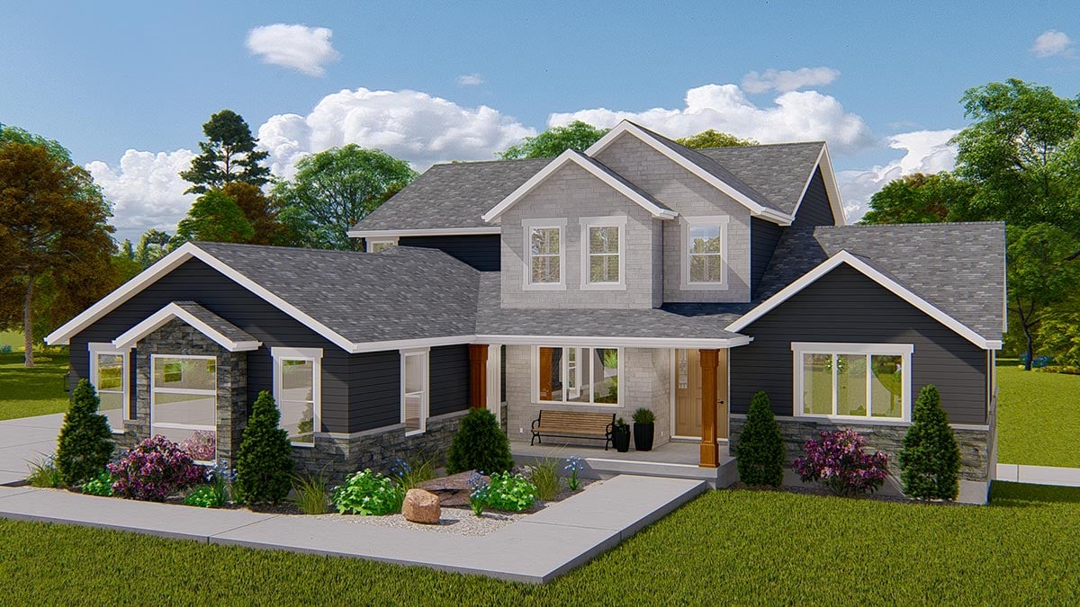 Exclusive Transitional Two-story Home Plan with Main-level Owner's ...