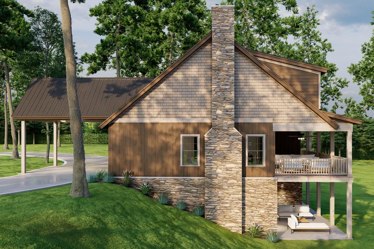 Rustic 3-Bed House Plan On a Walkout Basement with Vaulted Porte ...