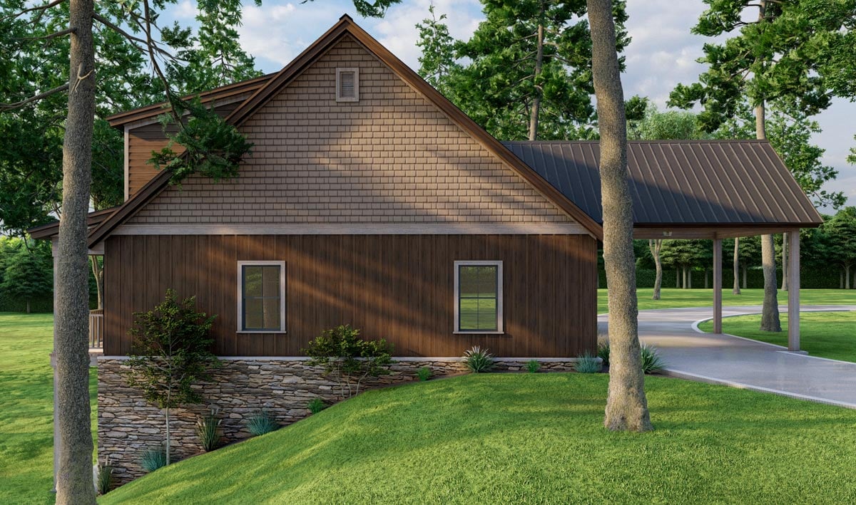 Rustic 3-Bed House Plan On a Walkout Basement with Vaulted Porte ...