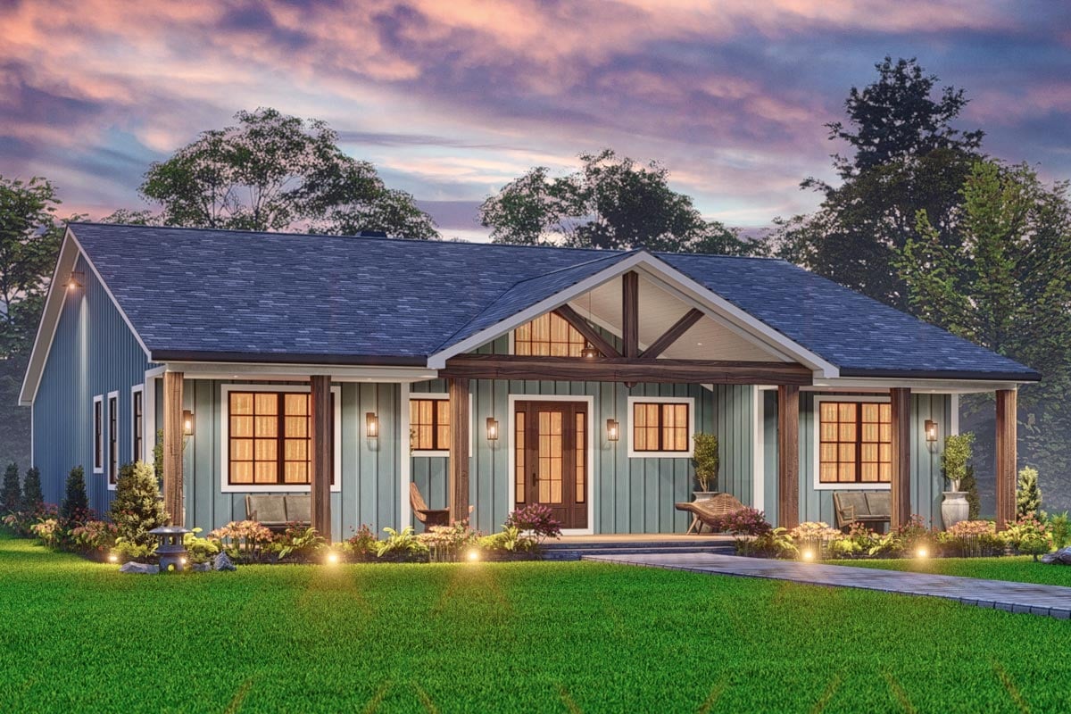 Rustic One-Story Country Craftsman House Plan Under 2300 Square Feet ...