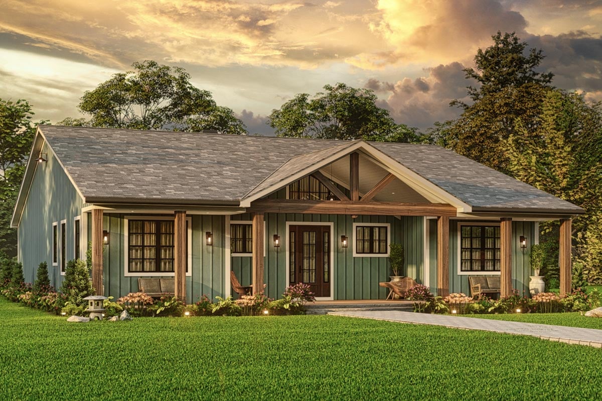 Rustic One-Story Country Craftsman House Plan Under 2300 Square Feet ...