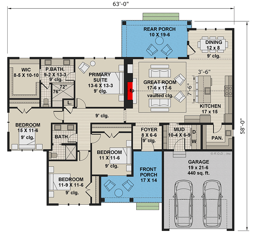 2030 Square Foot New American Farmhouse Plan with 4 Bedrooms - 14777RK ...