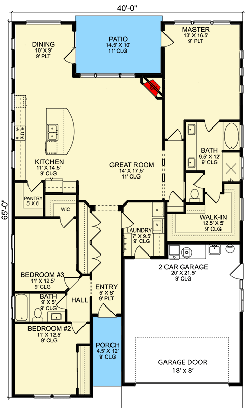 Traditional-Style Craftsman Ranch Home Plan with Great Room and Split ...