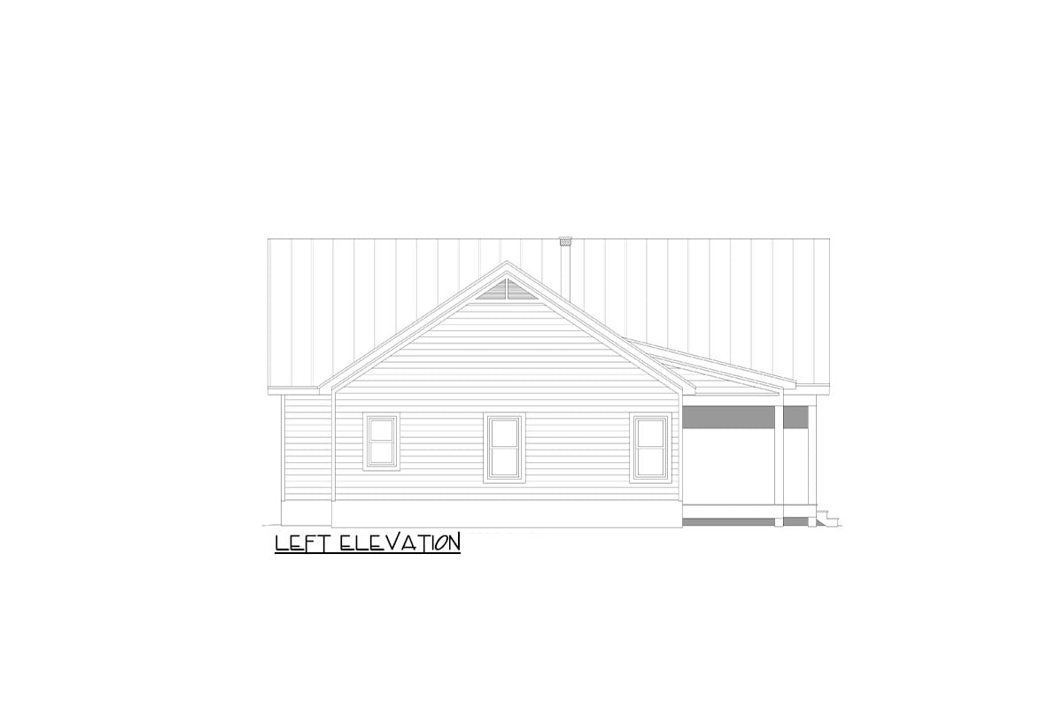 2-Bed Country Ranch House Plan with Rear Facing 2-Car Garage - 1523 Sq ...