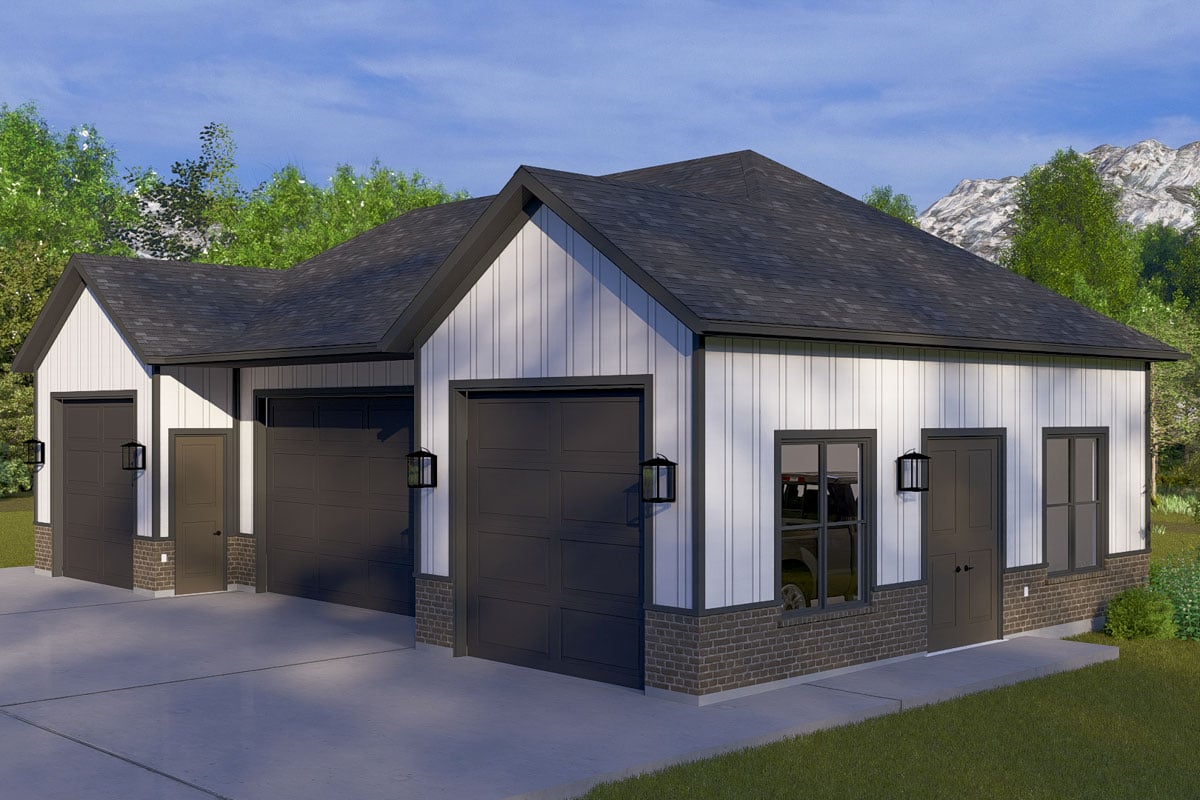 Modern 4-Car Detached Garage - 1461 Sq Ft - 61540UT | Architectural ...