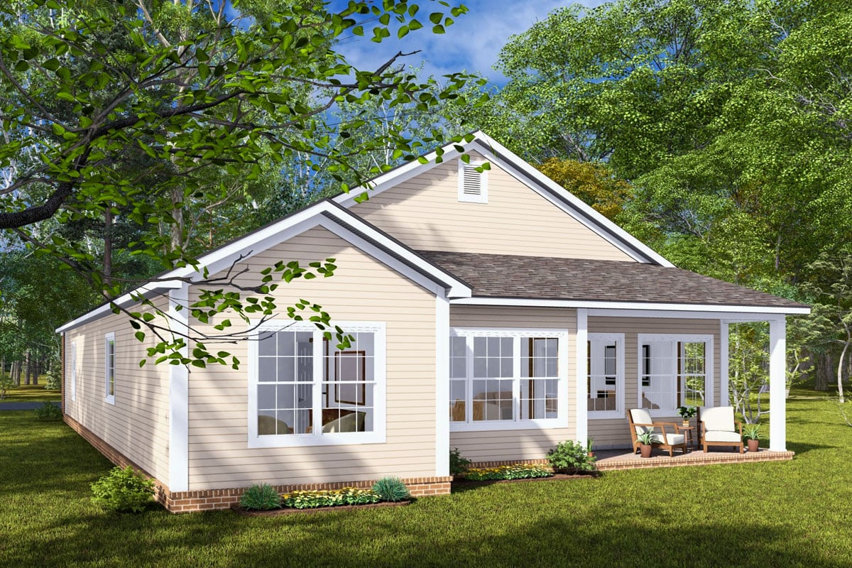 Traditional Country House Plan with Split Bedrooms - 1556 Sq Ft ...