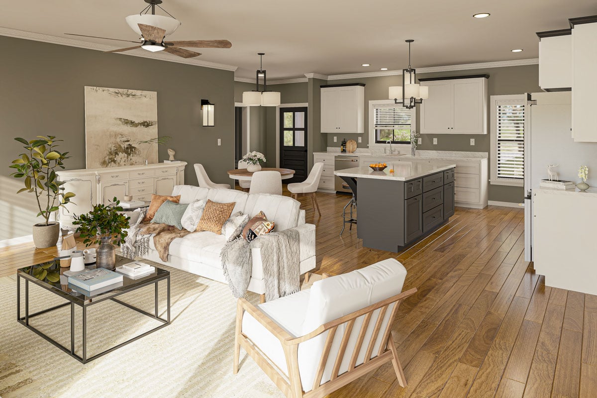 One-Story Country Ranch House Plan with Split-Bedrooms - 1632 Sq Ft ...