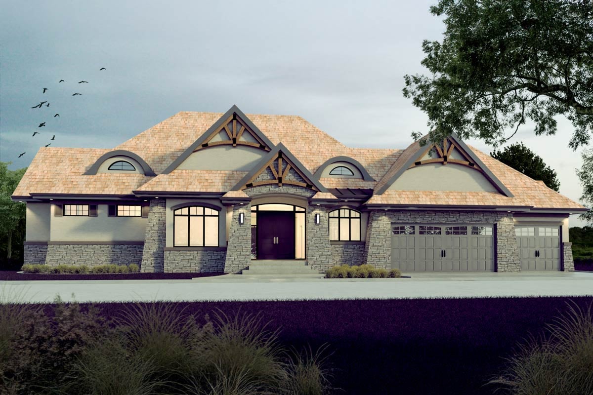 5-Bedroom One-Story Home Plan with 3-Car Garage and 10 Ceilings ...