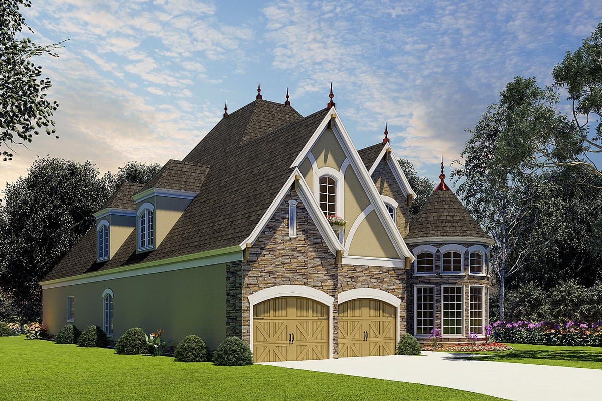 Plan 59913ND: Attractive Stone and Glass Rotunda