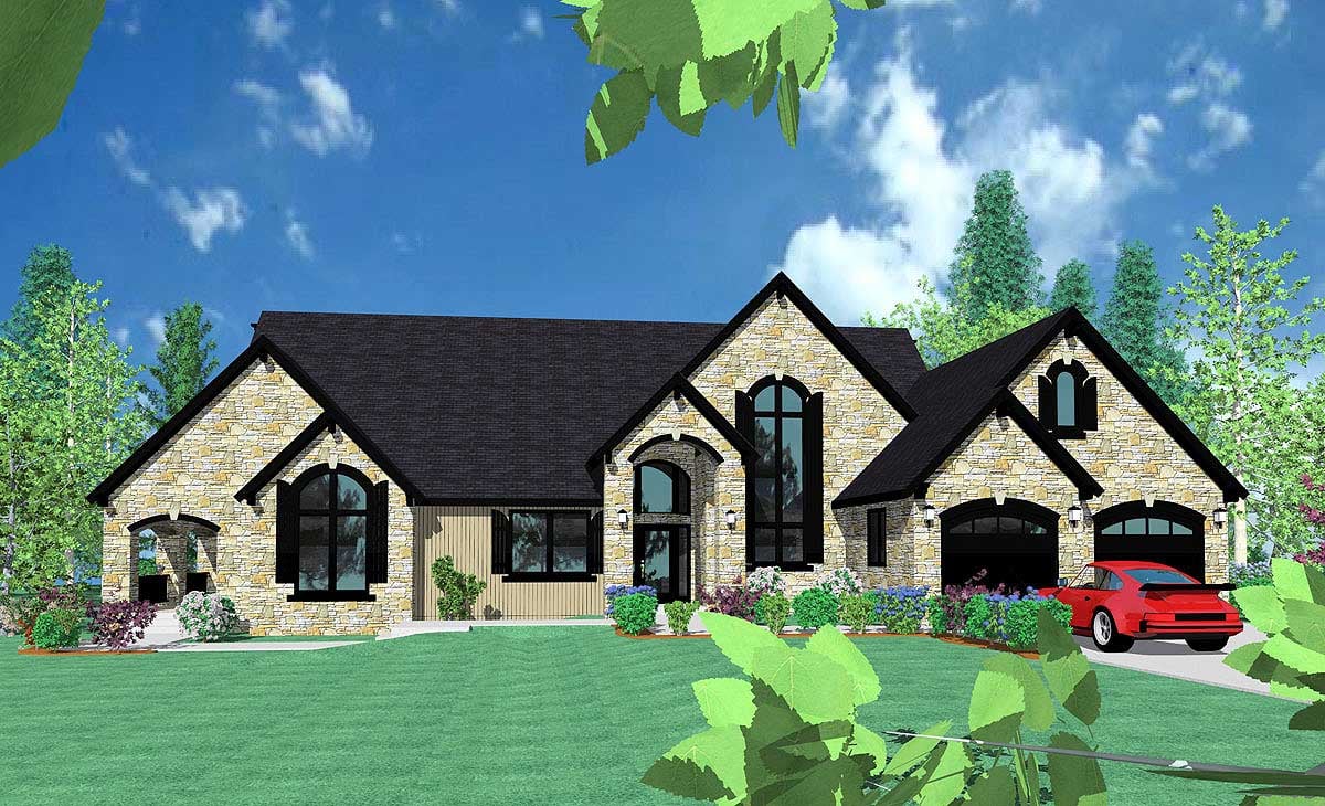 Dramatic Vaulted Great Room - 85036MS | Architectural Designs - House Plans