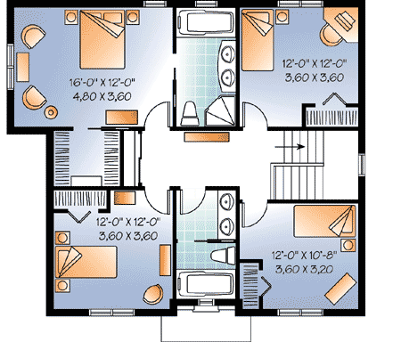 Plan 21740DR: 4 Bed House Plan with All Beds Upstairs and a Main Floor ...