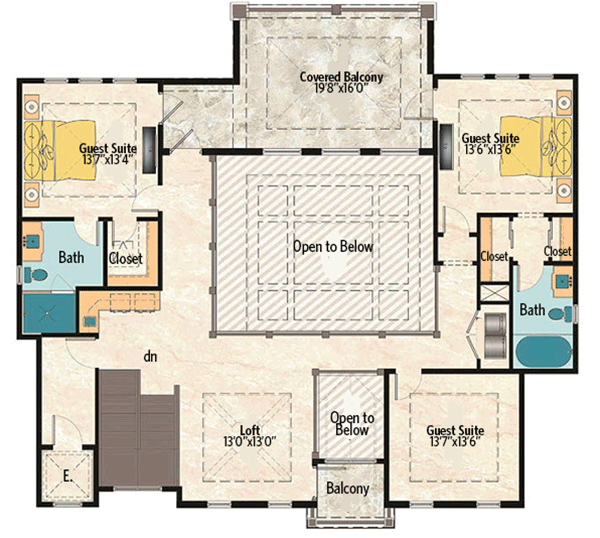 Plan 31847DN: Luxurious Florida House Plan with Balcony Overlook