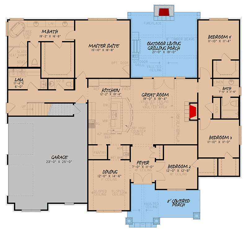 Plan 70652MK: Dramatic House Plan with Vaulted Great Room and Overlook ...
