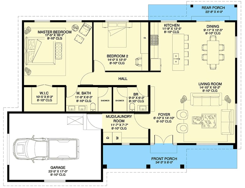 Plan 311006RMZ: Compact One-level Home Plan with Open-Concept Living Space