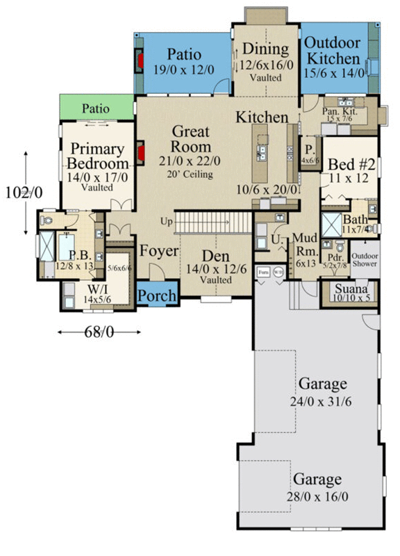 Plan 85400MS: Eclectic 4300 Square Foot 4-Bed House Plan with Outdoor ...