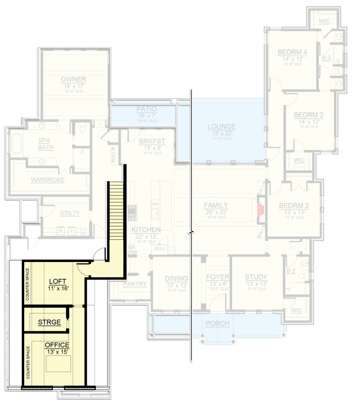 Plan 36686TX: Craftsman Ranch Plan with Study and Formal Dining Room