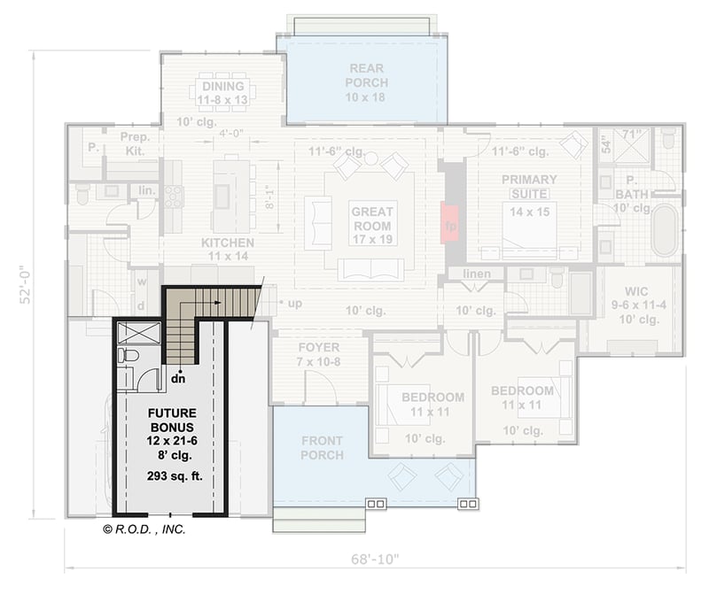 Plan 14750RK: 2120 Square Foot 3-Bed New American House Plan with Bonus ...